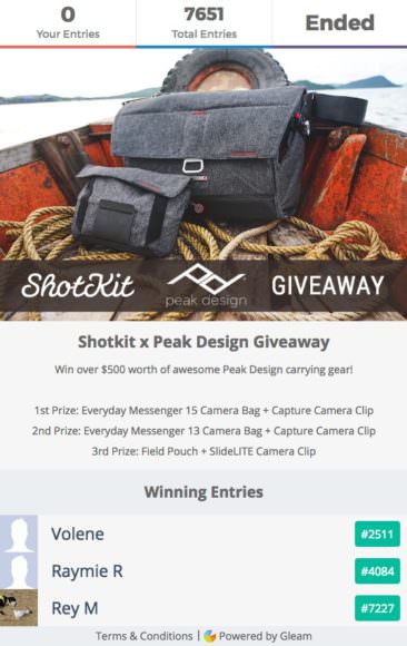 Giveaways for Photographers (100% free to Enter)